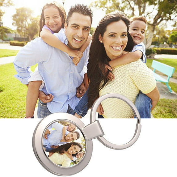 Cevemin Personalized Circular Photo Keychain - Custom Stainless Steel ...