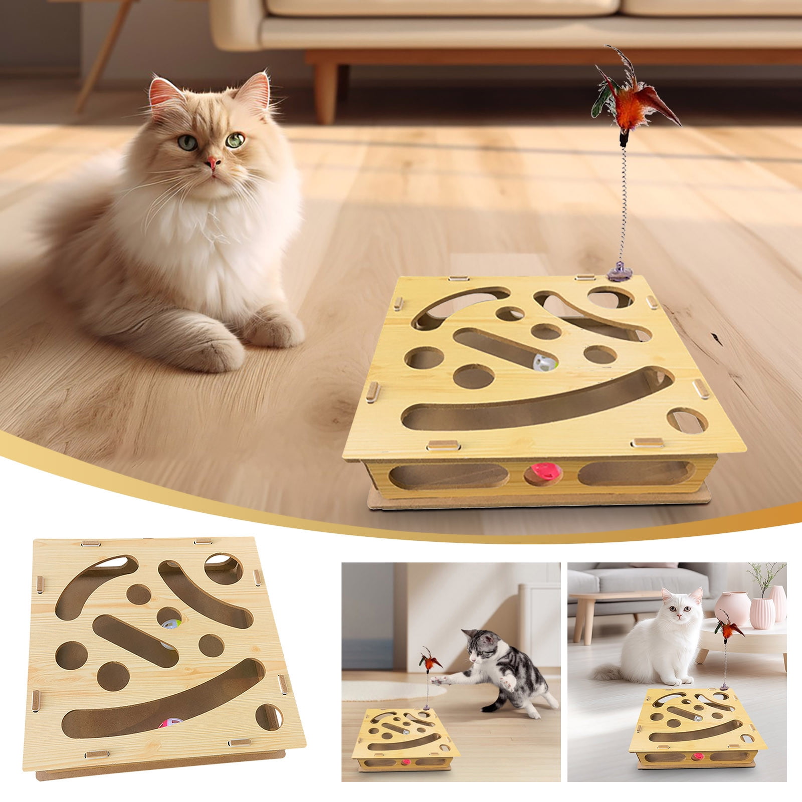 Cevemin Pet Interactive Digging Puzzle Toy with Balls - Wooden Mental ...