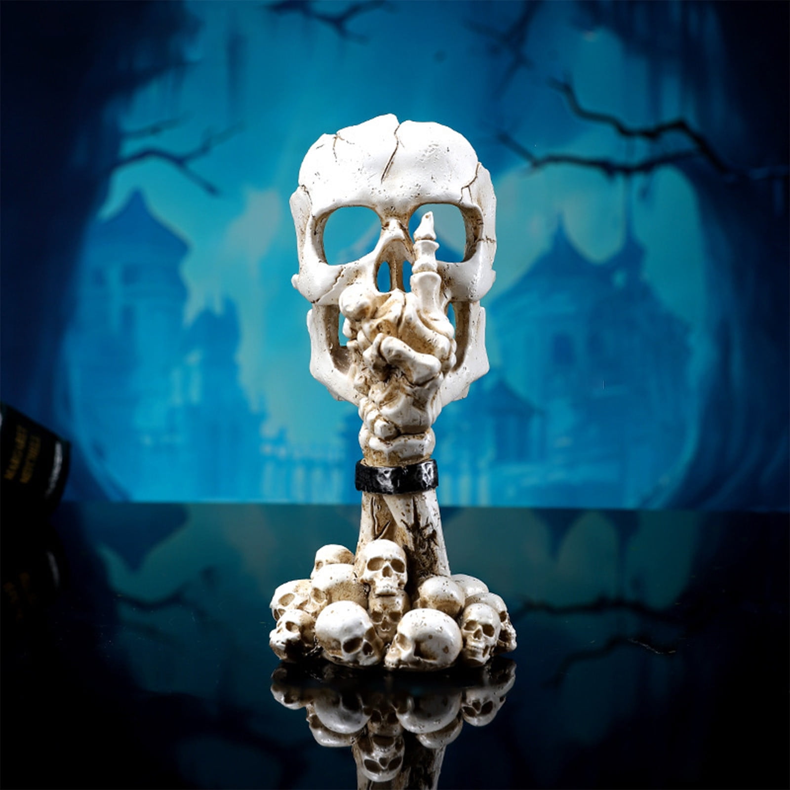 Cevemin Spooky Skull Candlestick Holder - Gothic Resin Candle Stand for ...