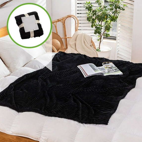 Cevemin Striped Flock Blanket - Soft Thick 51.18x61.02 Inch Nap Sofa ...