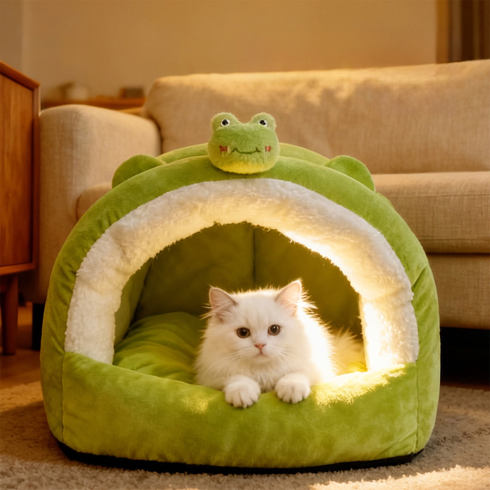 Cevemin Winter Pet Bed - Thickened Warm Semi-Enclosed Foldable Cat and ...