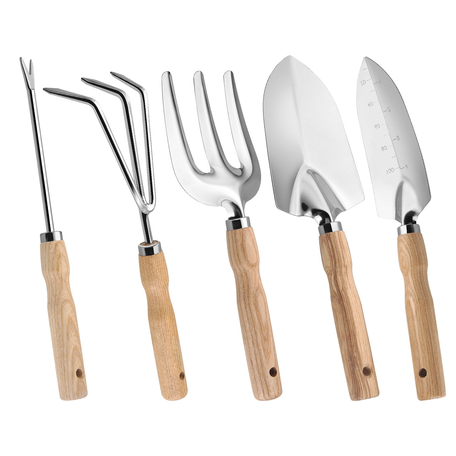 Cevemin Wooden Handle Stainless Steel Garden Planting Tools for Growing ...