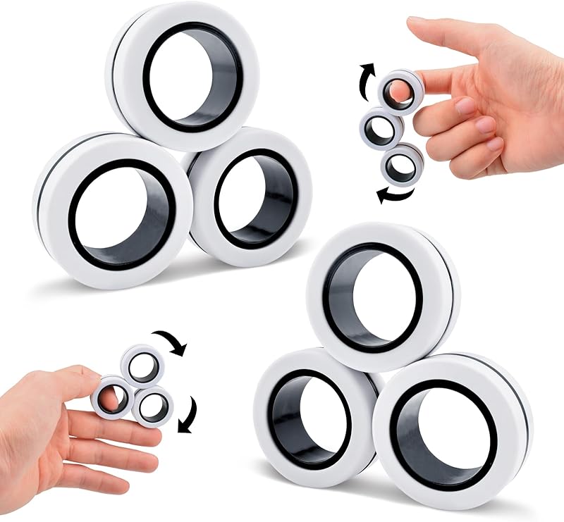 Cevioce 6 PCS Magnetic Rings Fidget Toys Set for Teens,ADHD Anxiety ...