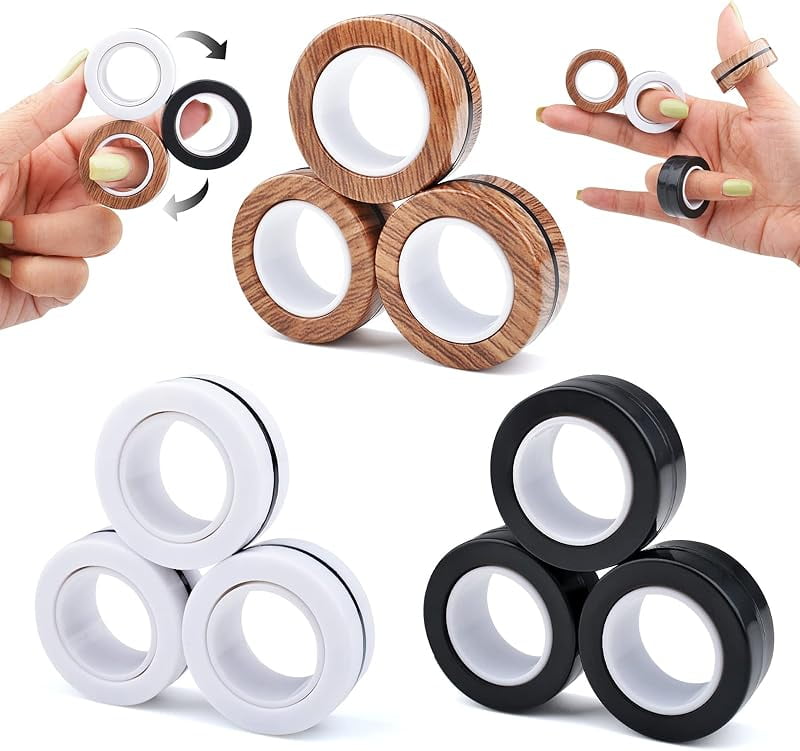 Cevioce 6 PCS Magnetic Rings Fidget Toys Set for Teens,ADHD Anxiety ...