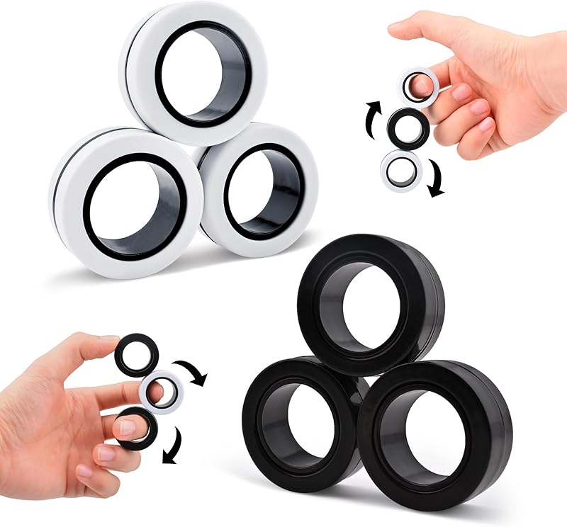 Cevioce 6 PCS Magnetic Rings Fidget Toys Set for Teens,ADHD Anxiety ...
