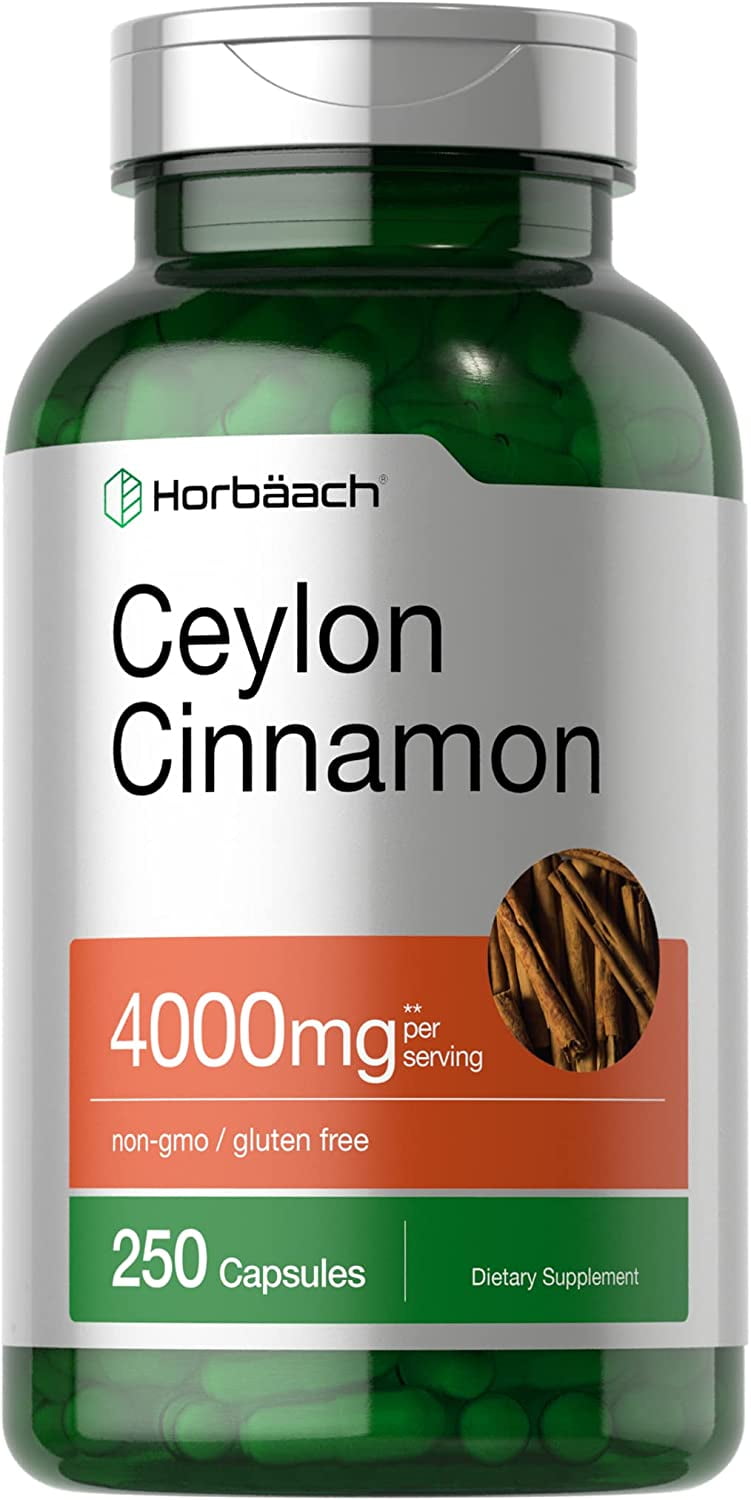 Horbaach Ceylon Cinnamon 4000mg Capsules, True Cinnamon, Antioxidants ...