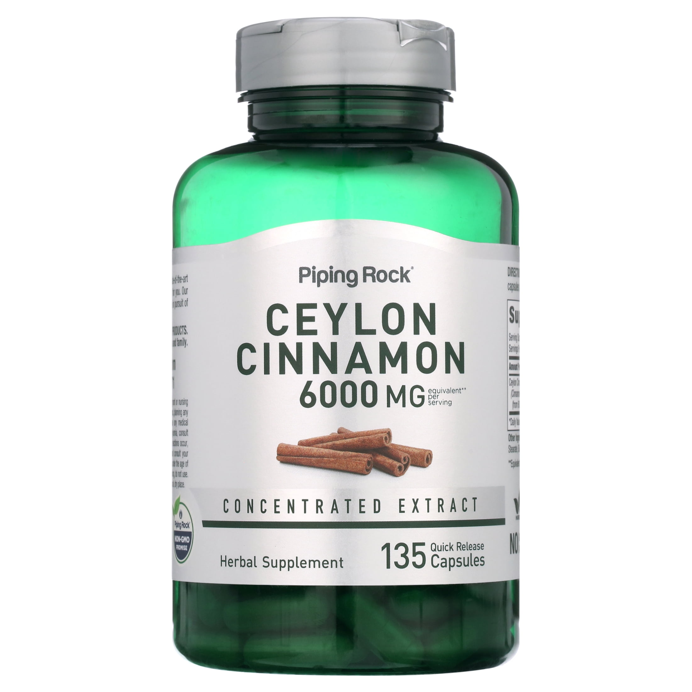 Ceylon Cinnamon 6000 mg | 135 Capsules | by Piping Rock - Walmart.com