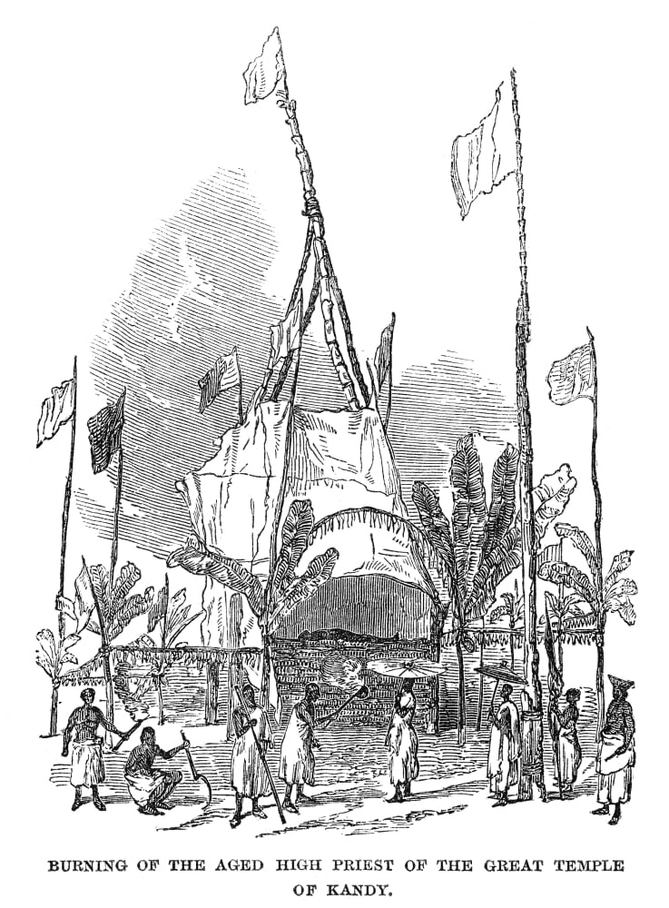 Ceylon Funeral 1850. Nfunerary Ceremony In Which The Body Of Galgiriavi ...