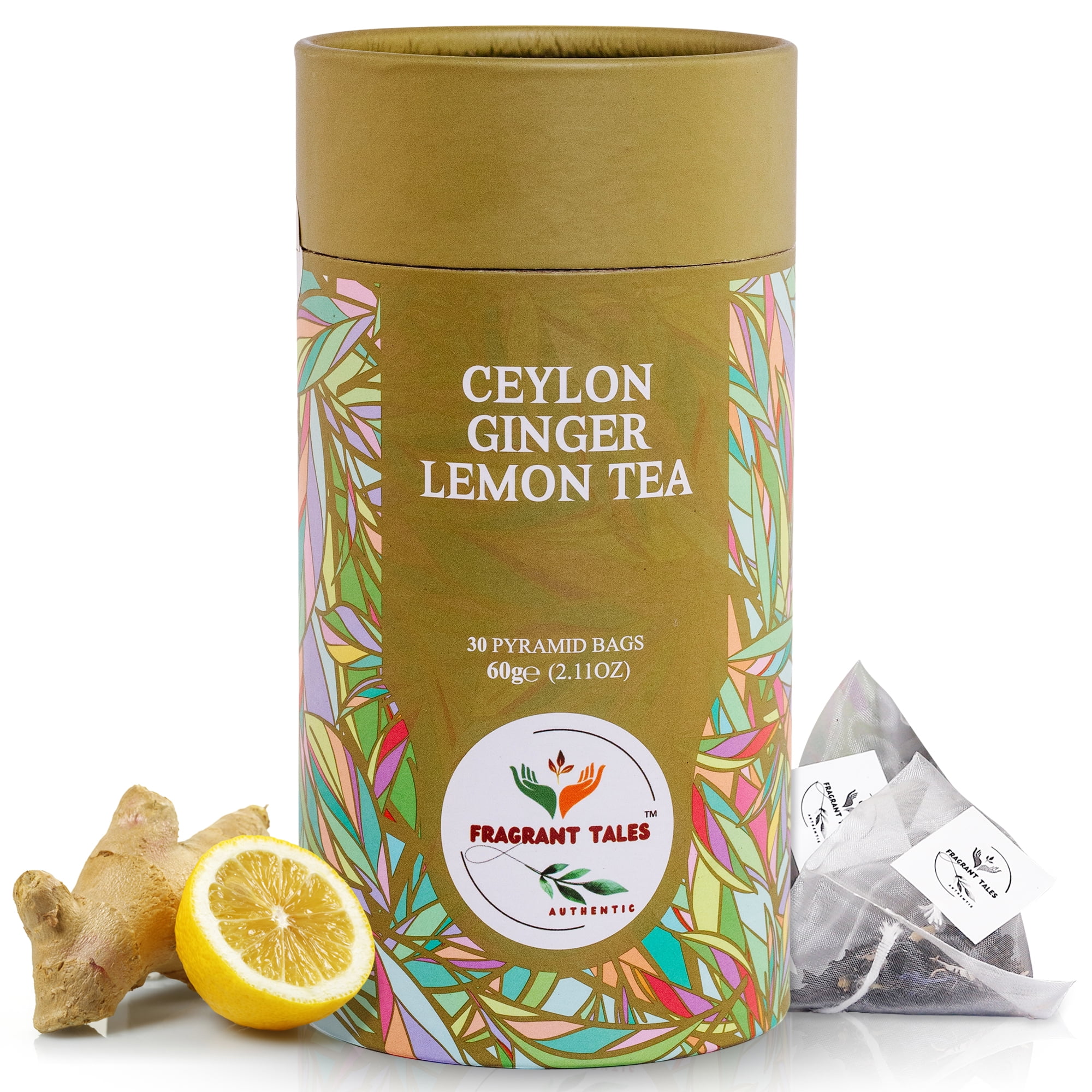 Ceylon Ginger Lemon Black Tea - 30 Pyramid Bags | Fragrant Tales Bold ...