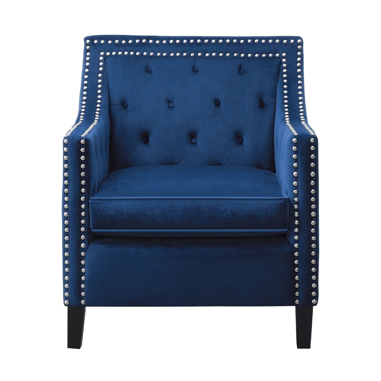 Ceylon Navy Velvet Tufted Back Accent Chair - Walmart.com