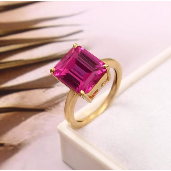 Ceylon Pink Sapphire Ring: Radiant Octagon, Sterling Silver - Walmart.com