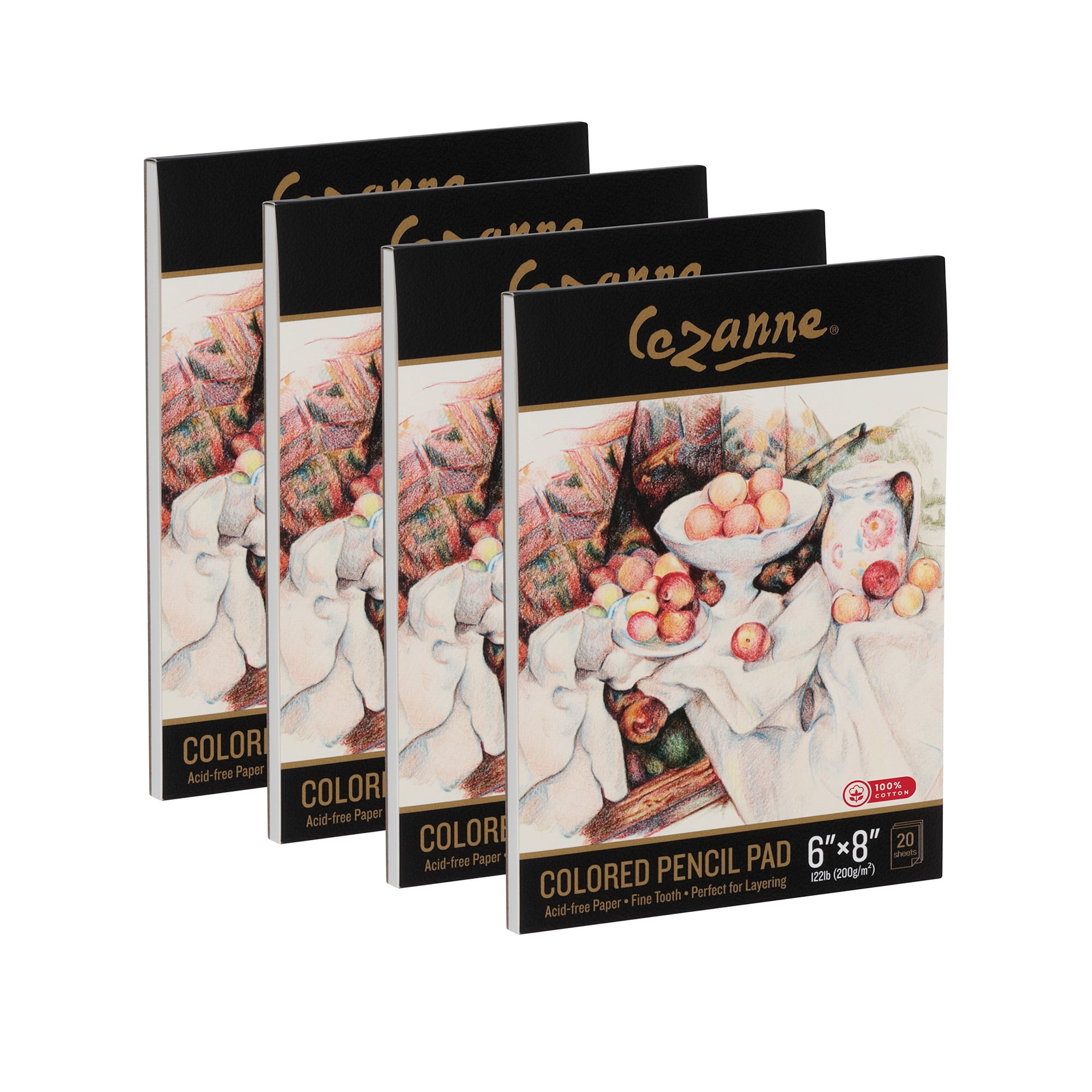 Cezanne 100% Cotton Colored Pencil Paper Pads, 6x8" - 20 Sheets - 4 ...