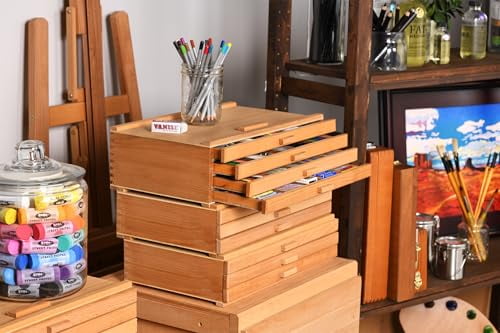 Cezanne Creative Mark Pastel Storage Box, 4-Drawer Wooden Art & Craft ...