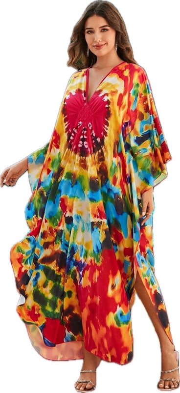 Cfcsrp Caftans for Women Plus size Kaftan Dresses Swimsuit Cover up Beach Maxi Loungewear ...