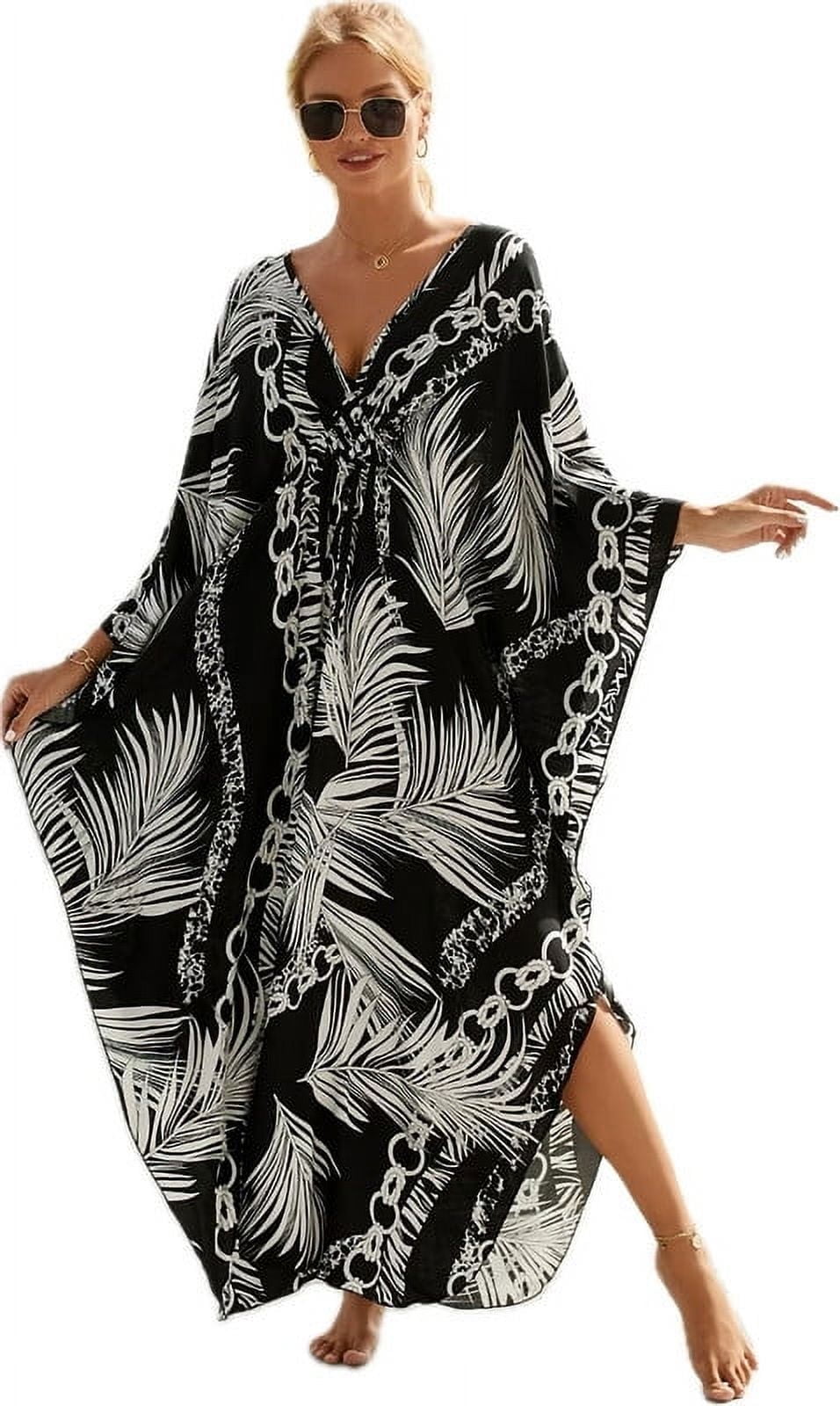 "CFCSRP Women's Plus Size Kaftan, Sheer Mesh Cover Up Sundress, Viscose ...