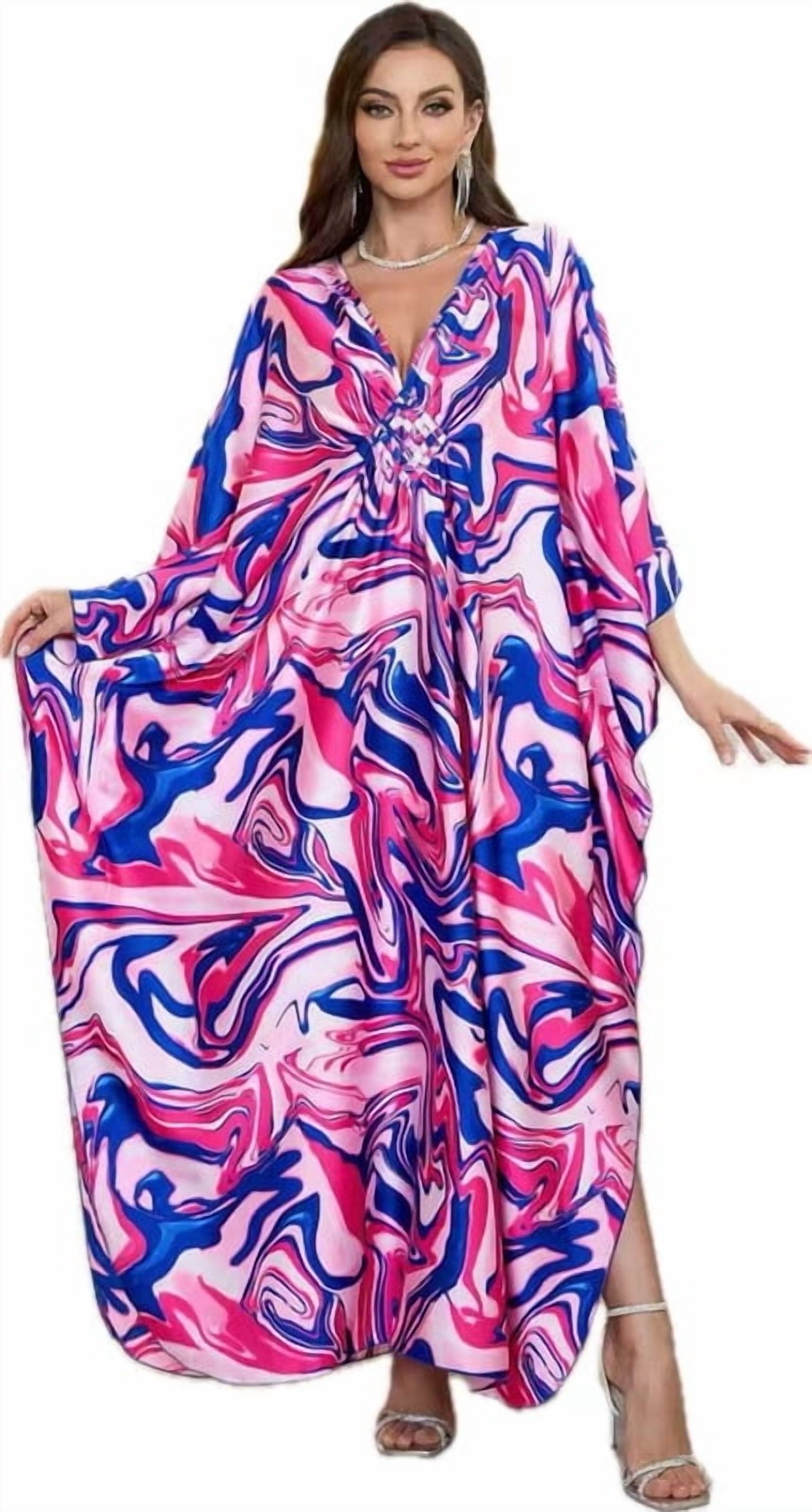 Cfcsrp Caftans for Women Plus size Orange Green Mudan Print Kaftan ...