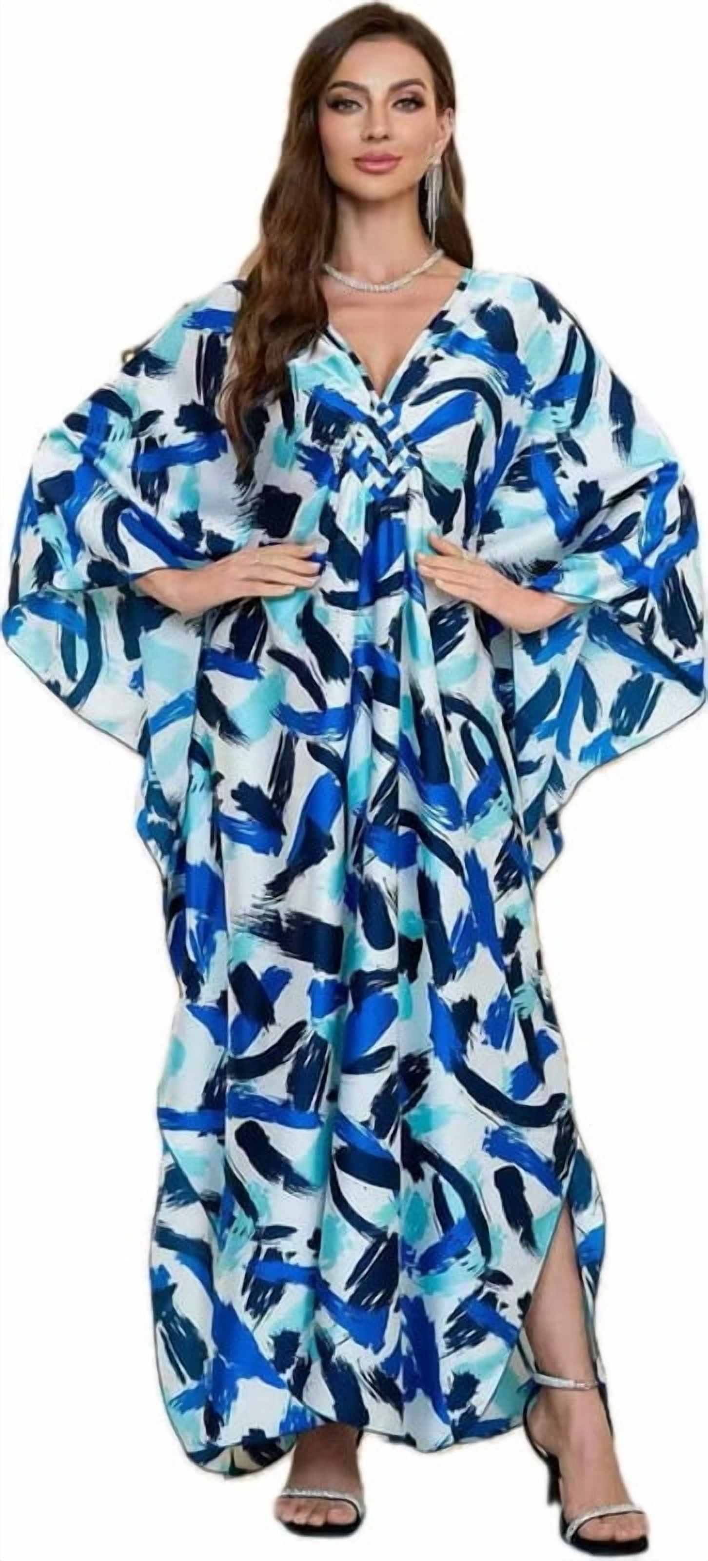 Cfcsrp Caftans for Women Plus size Orange Green Mudan Print Kaftan ...