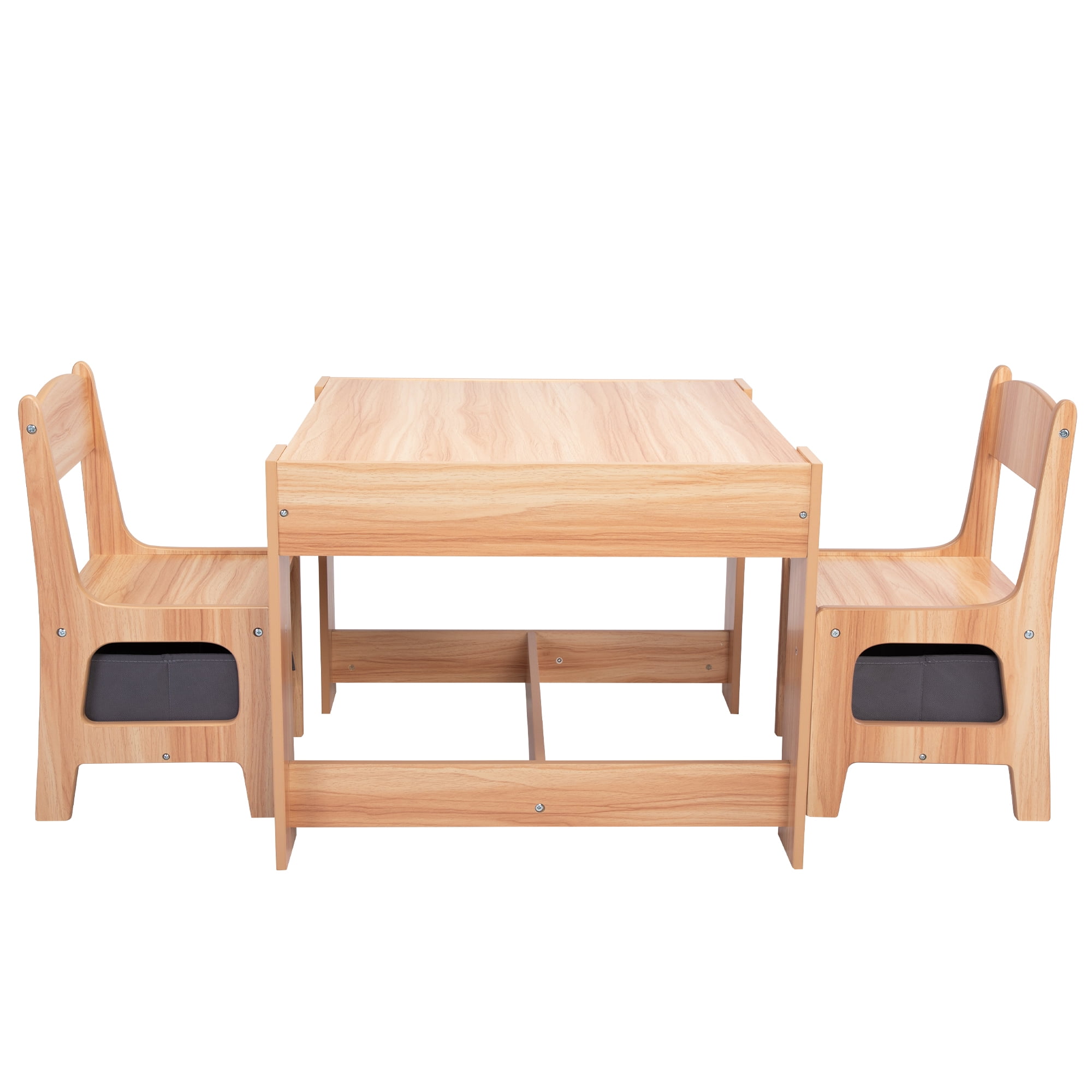 Cfowner 3-in-1 Kids Wood Table and 2 Chairs, Children Activity Table ...
