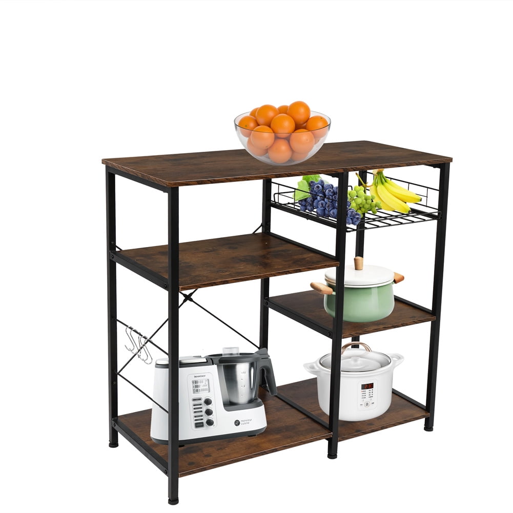 Cfowner 4-Tier Microwave Bar Cart Kitchen Baker's Rack, Utility Oven ...