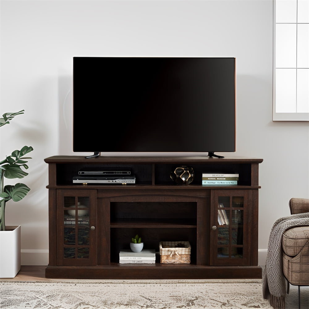 Cfowner Classic TV Stand for TV Up to 60" with Open and Closed Storage ...