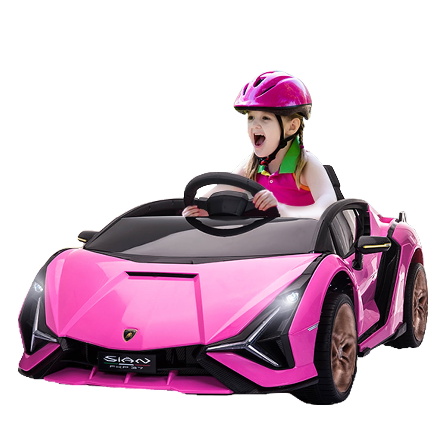 Cfowner Kids Electric Ride On 12V Licensed Lamborghini Sian Roadster ...