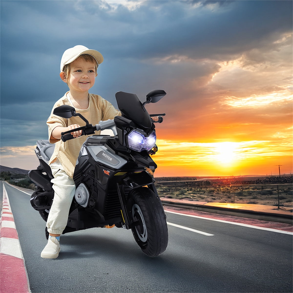 Cfowner Kids Ride on Motorcycle, 12V Kids Electric Motorcycle w ...