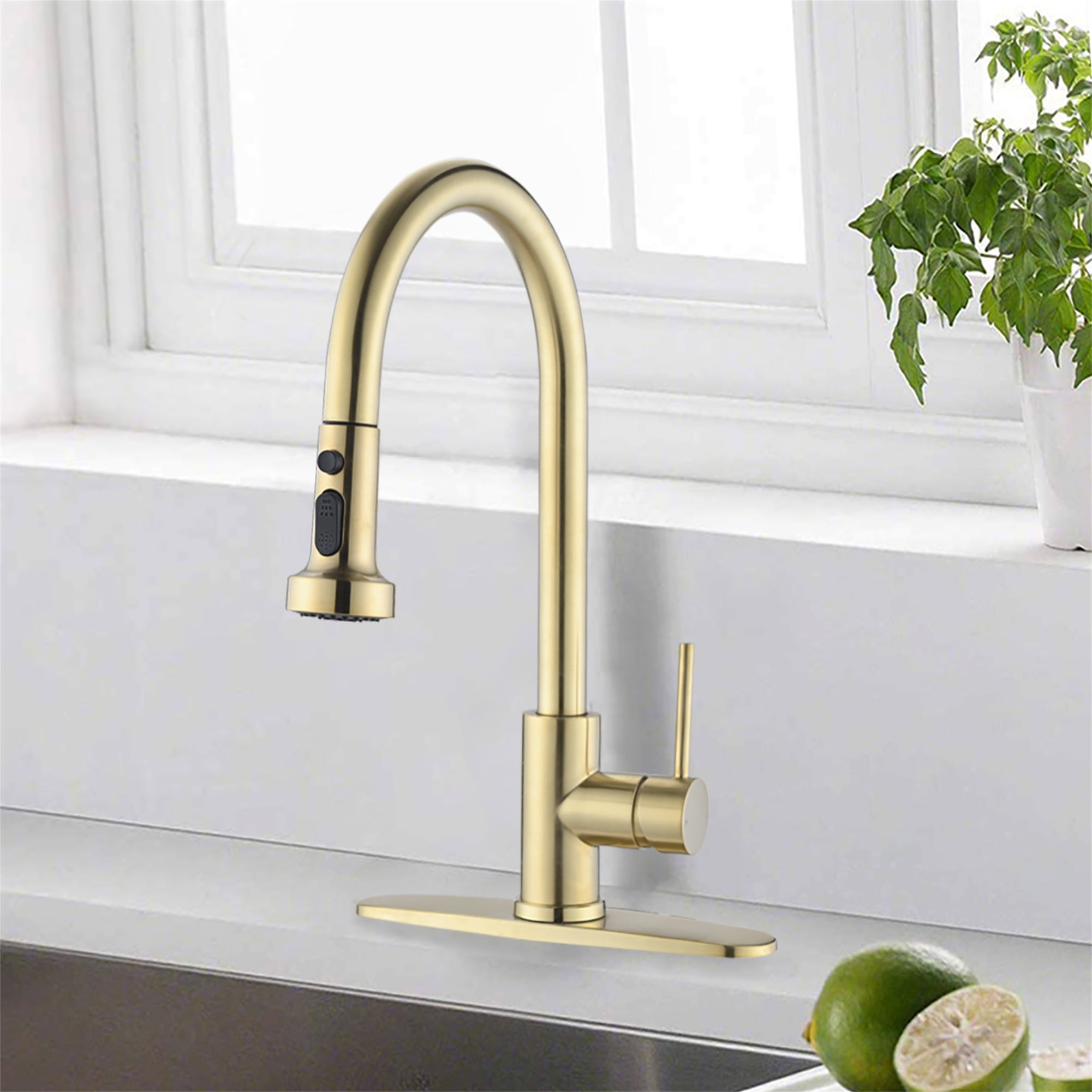 Cfowner Kitchen Faucets with Pull Down Sprayer, Farmhouse Sink Faucet ...
