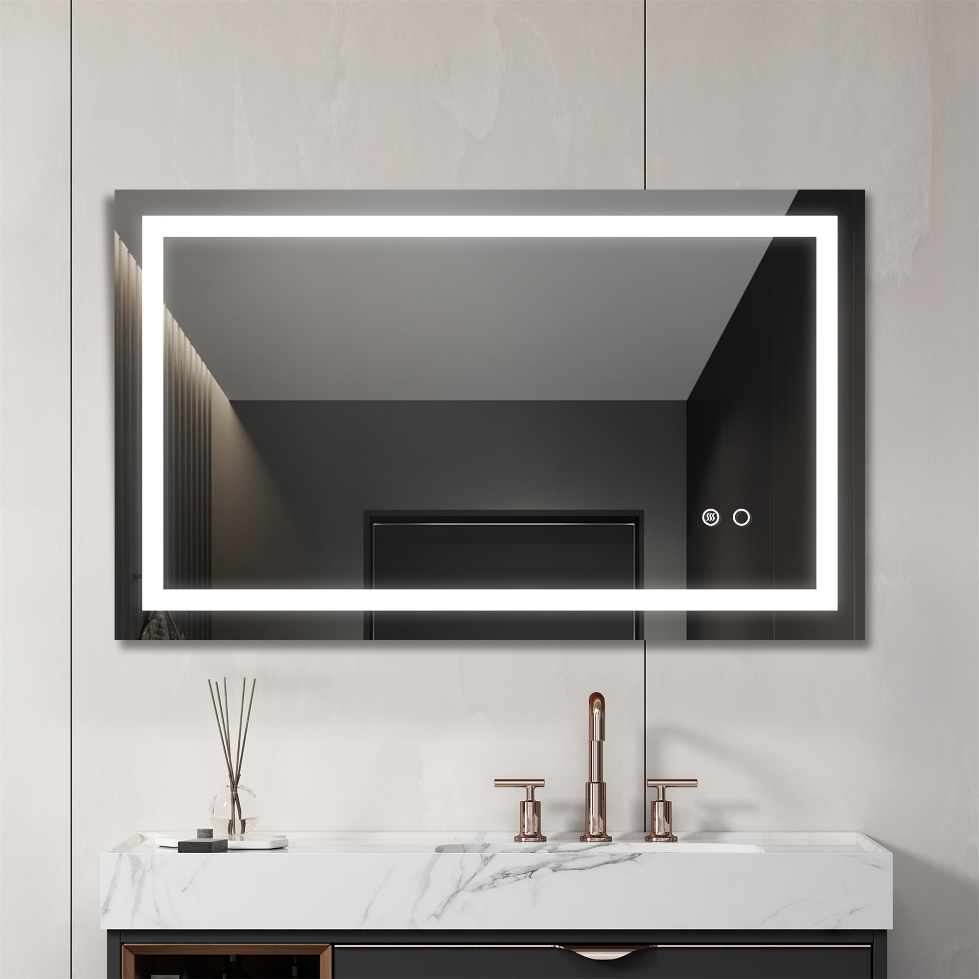 Cfowner Led Mirror with Lights, Bathroom Mirror with Smart Touch Button ...
