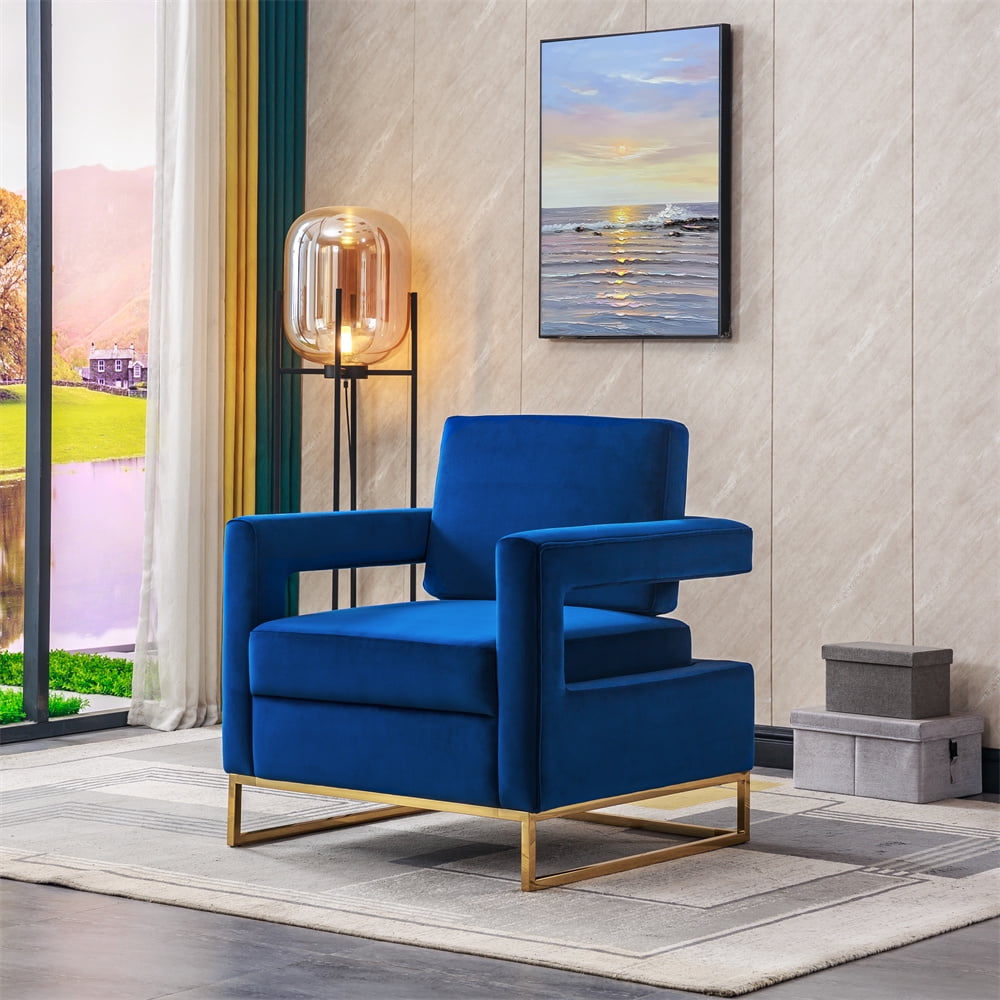 Cfowner Modern Velvet Accent Chair, Elegant Armchair with Stainless ...