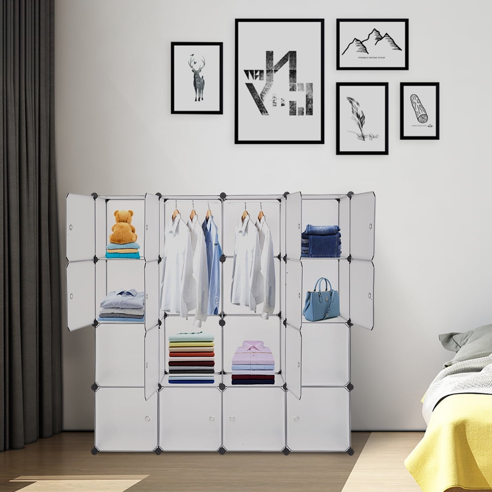 Cfowner Modular Closet Organizer Plastic Cabinet, 16 Cube Wardrobe ...