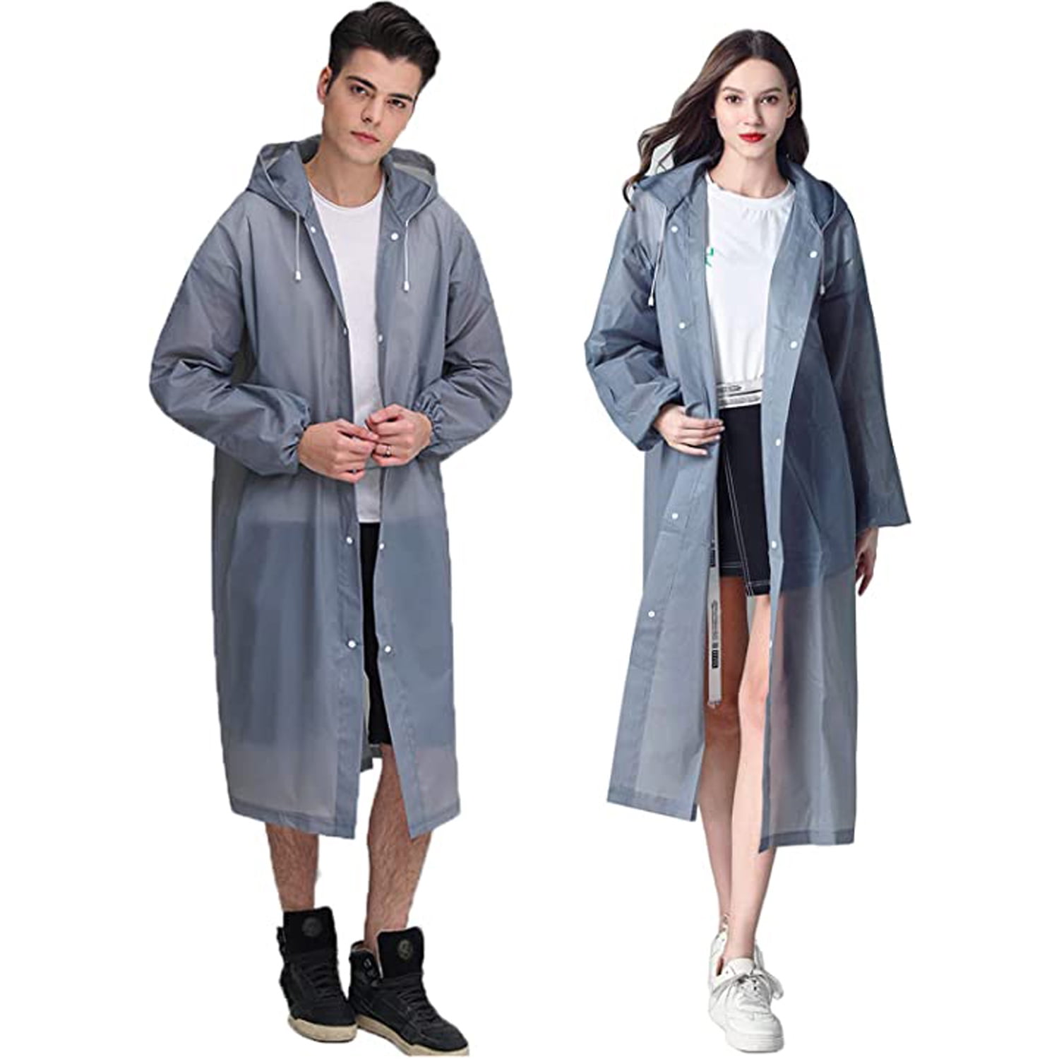 Cfowner 2 Pack Portable EVA Raincoats for Adults, Reusable Waterproof ...