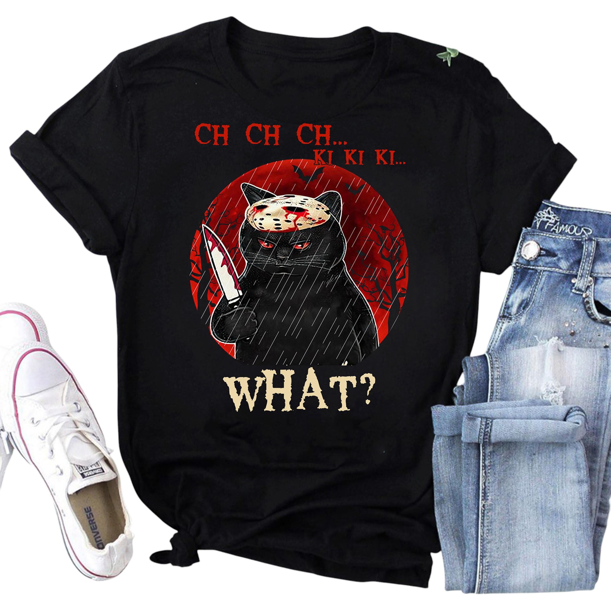 Ch Ch Ch Ki Ki Ki Cat What Vintage Unisex Classic 2D T-Shirt - Cat ...