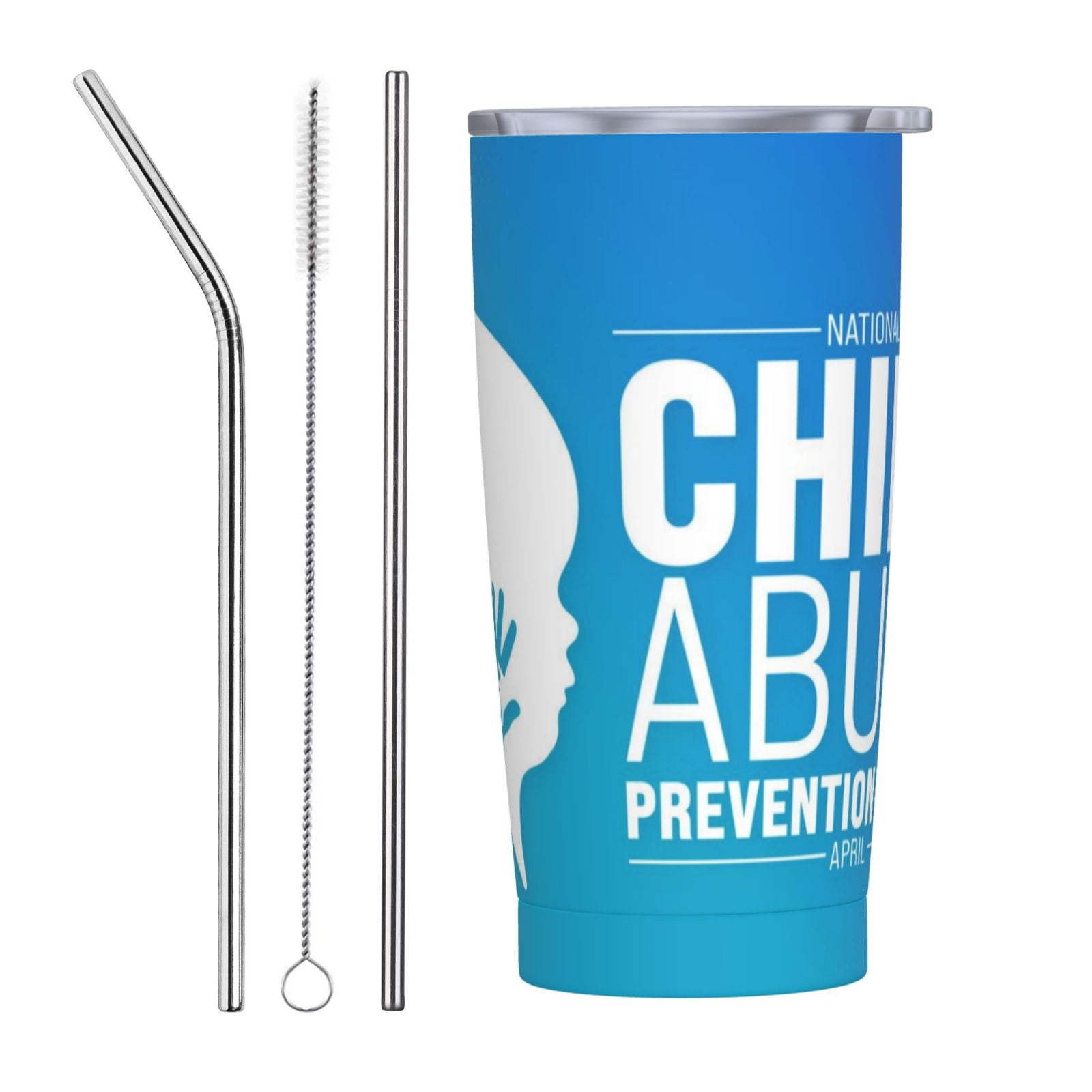 Ch-ild Abuse Prevention Awareness Month Blue Ribbon 20oz Stainless ...