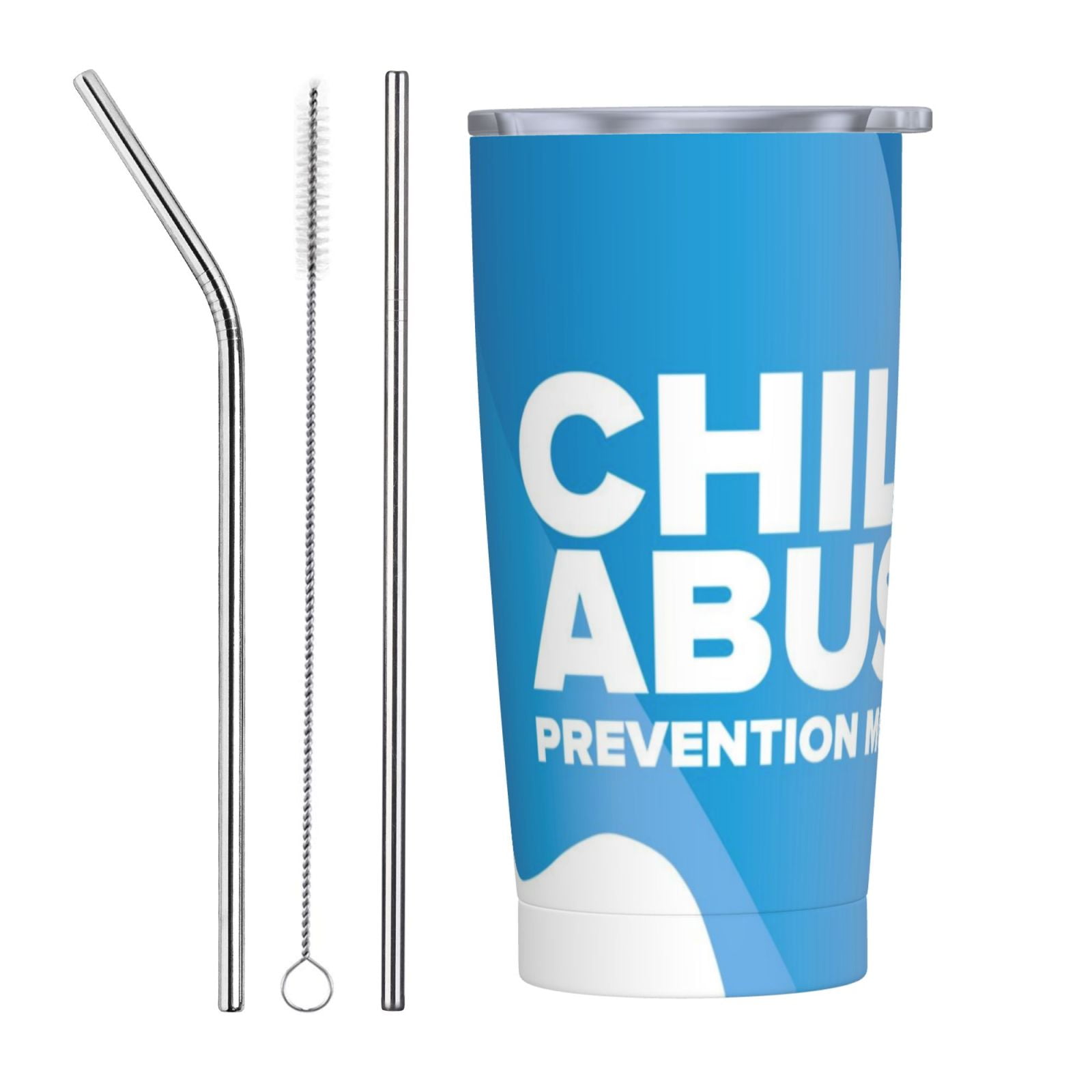 Ch-ild Abuse Prevention Awareness Month Blue Ribbon 20oz Stainless ...