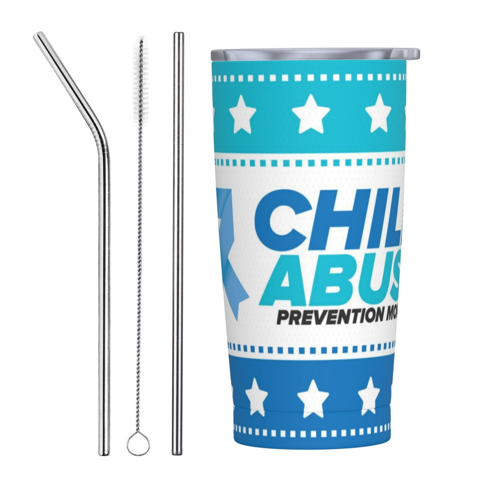 Ch-ild Abuse Prevention Awareness Month Blue Ribbon 20oz Stainless ...