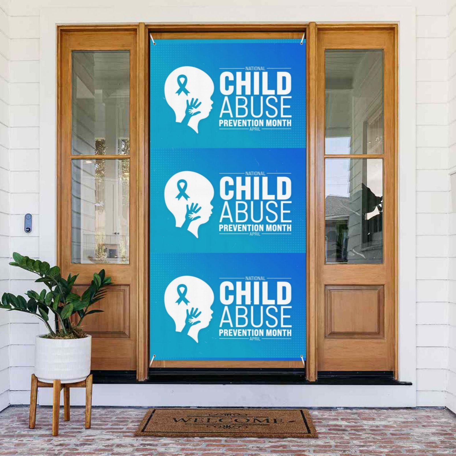 Ch-ild Abuse Prevention Awareness Month Blue Ribbon Door Cover ...