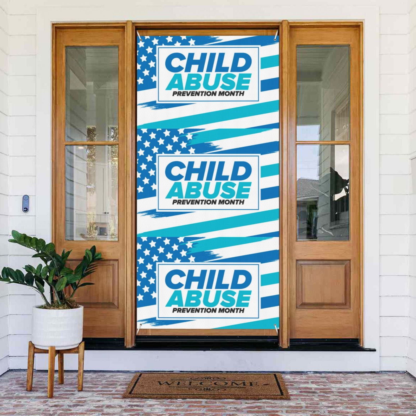 Ch-ild Abuse Prevention Awareness Month Blue Ribbon Door Cover ...