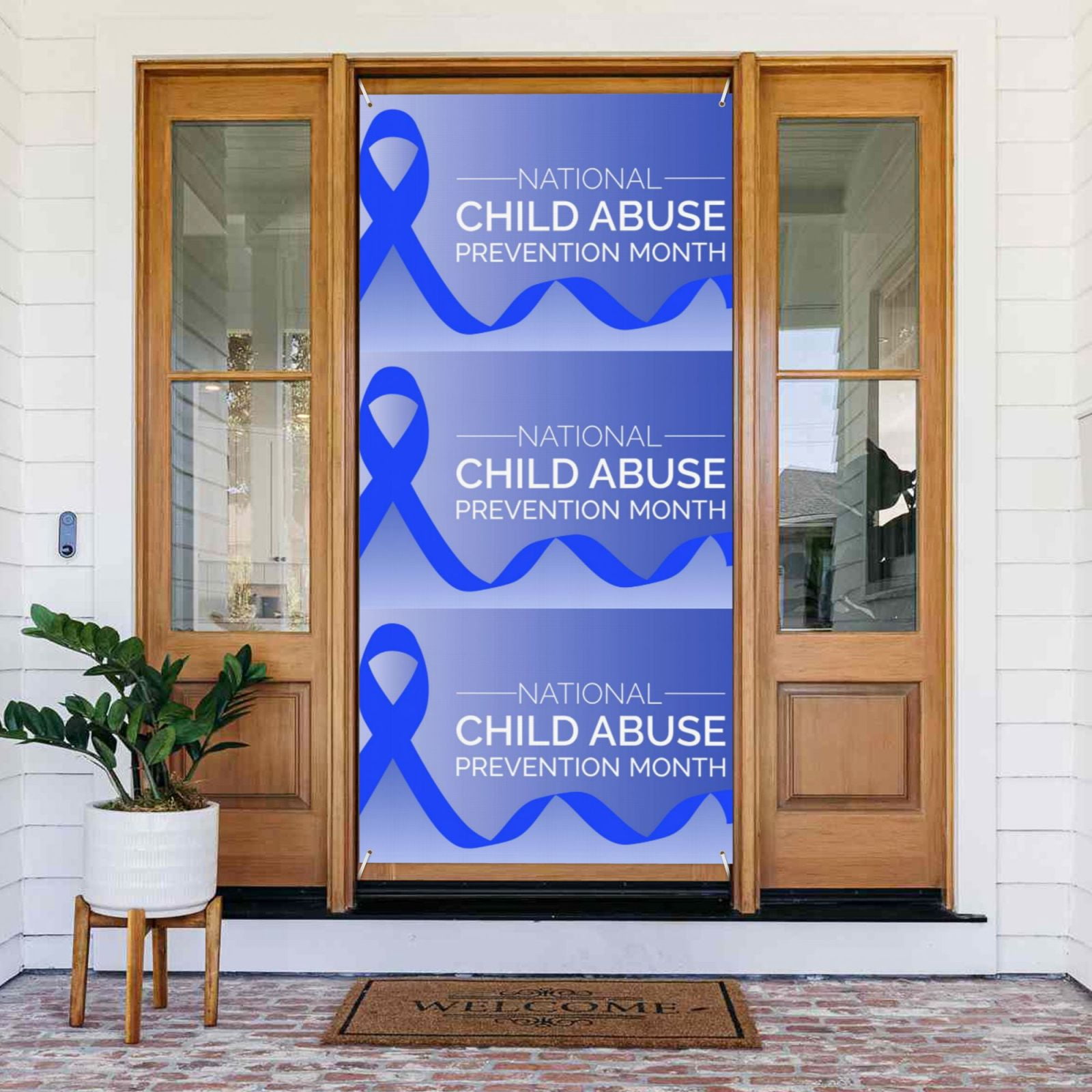 Ch-ild Abuse Prevention Awareness Month Blue Ribbon Door Cover ...