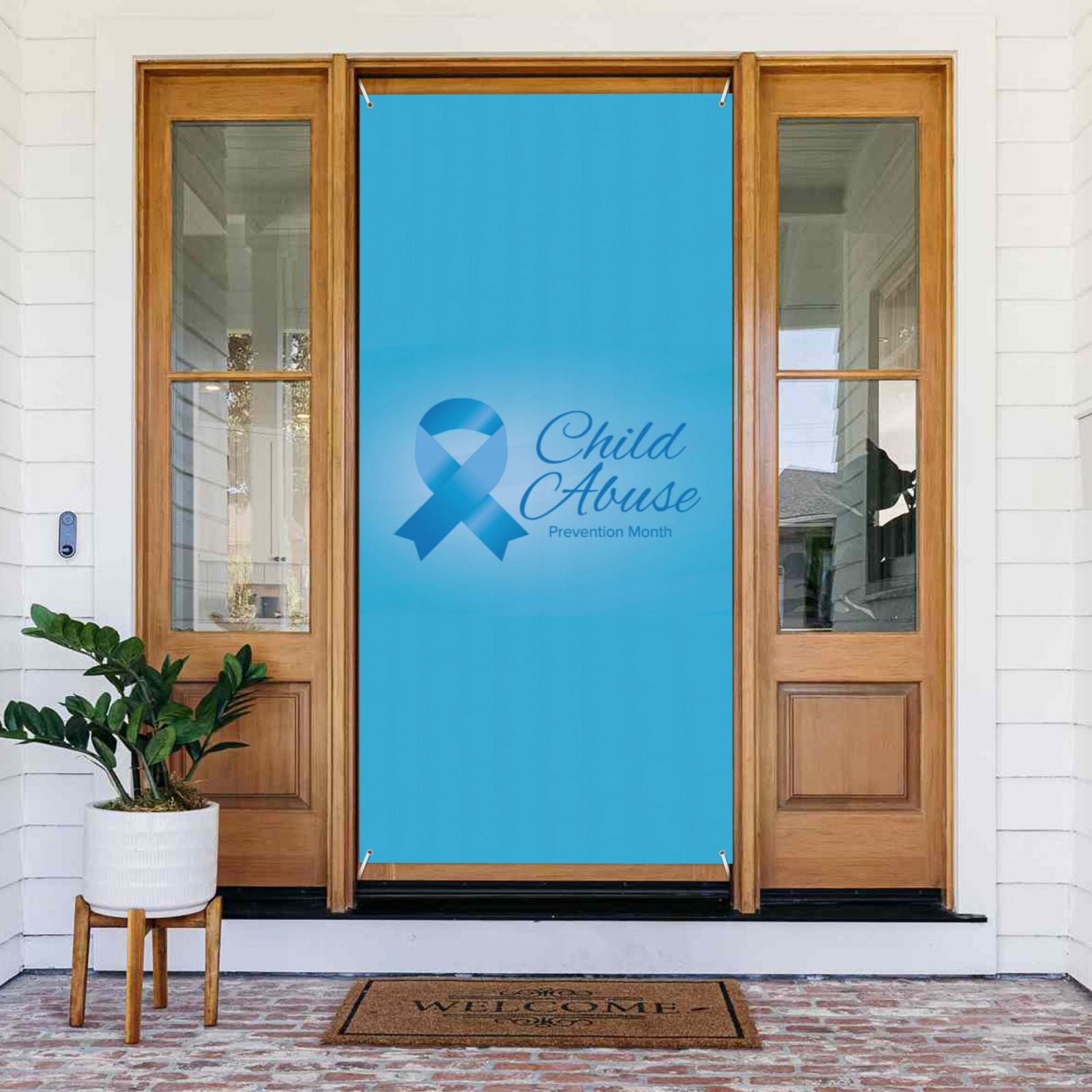 Ch-ild Abuse Prevention Awareness Month Blue Ribbon Door Cover ...