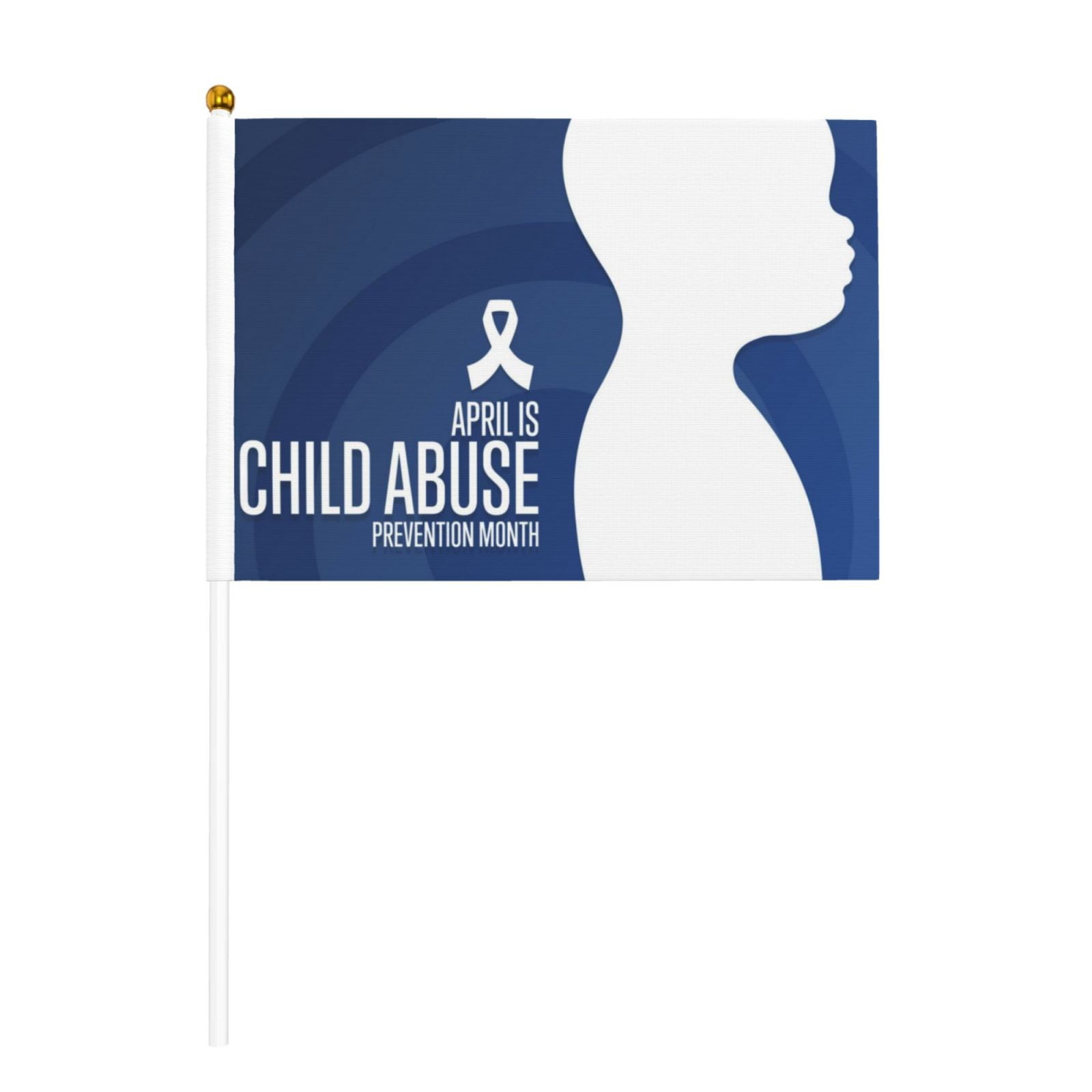 Ch-ild Abuse Prevention Awareness Month Blue Ribbon Flag Small Mini ...