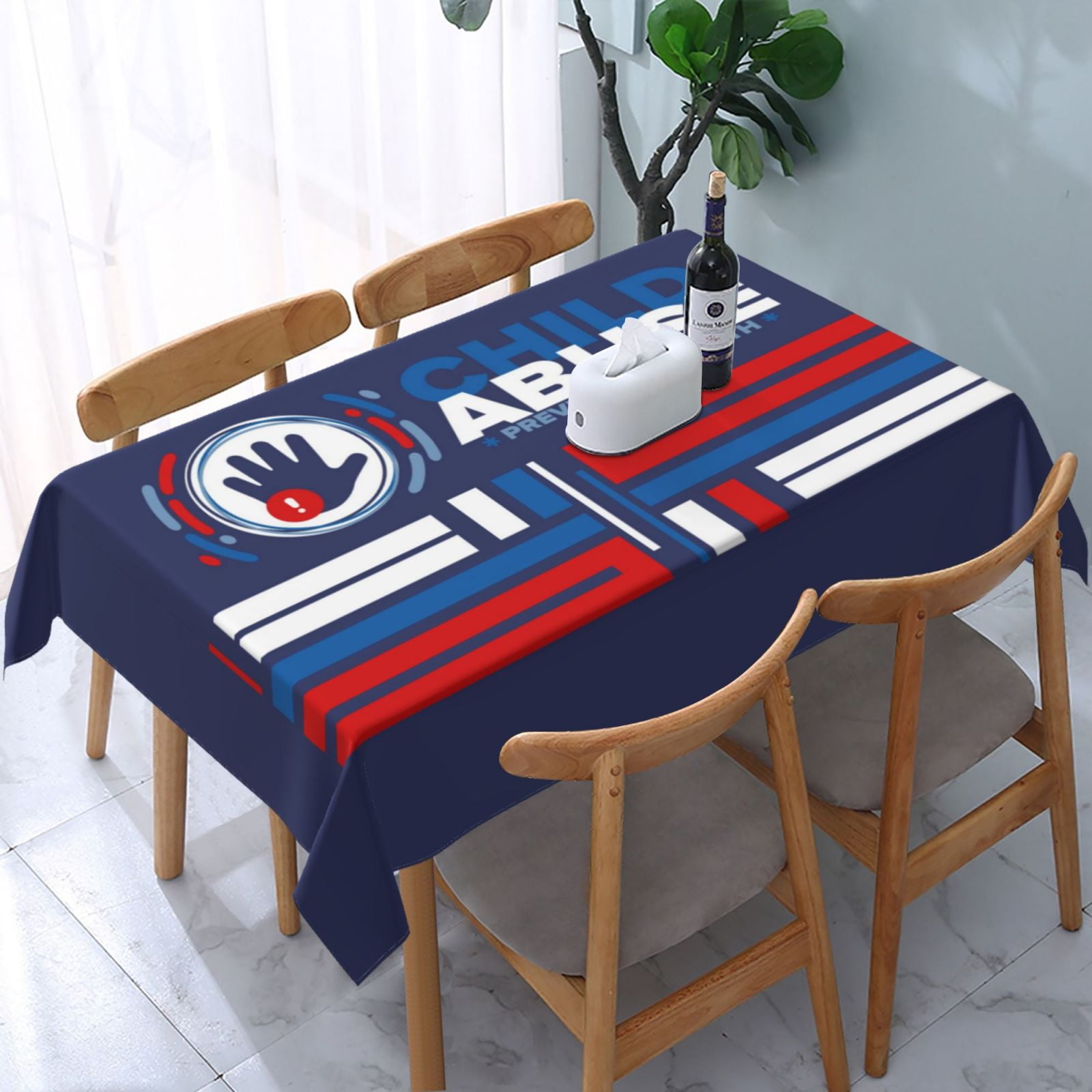 Ch-ild Abuse Prevention Awareness Month Blue Ribbon Tablecloths Oblong ...