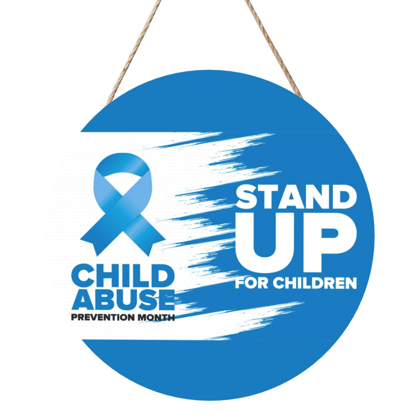Ch-ild Abuse Prevention Awareness Month Blue Ribbon Wooden Hanging Sign ...