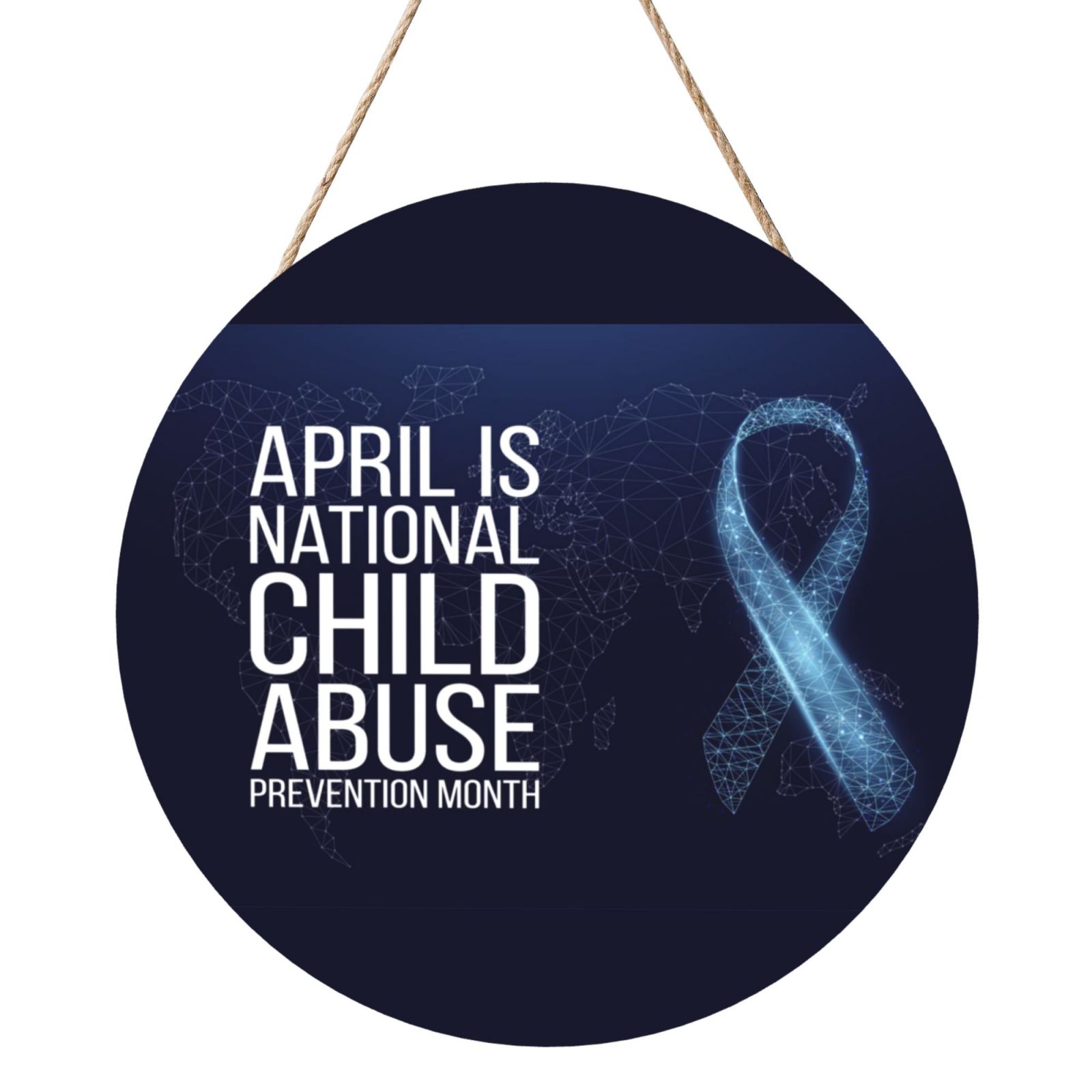 Ch-ild Abuse Prevention Awareness Month Blue Ribbon Wooden Hanging Sign ...