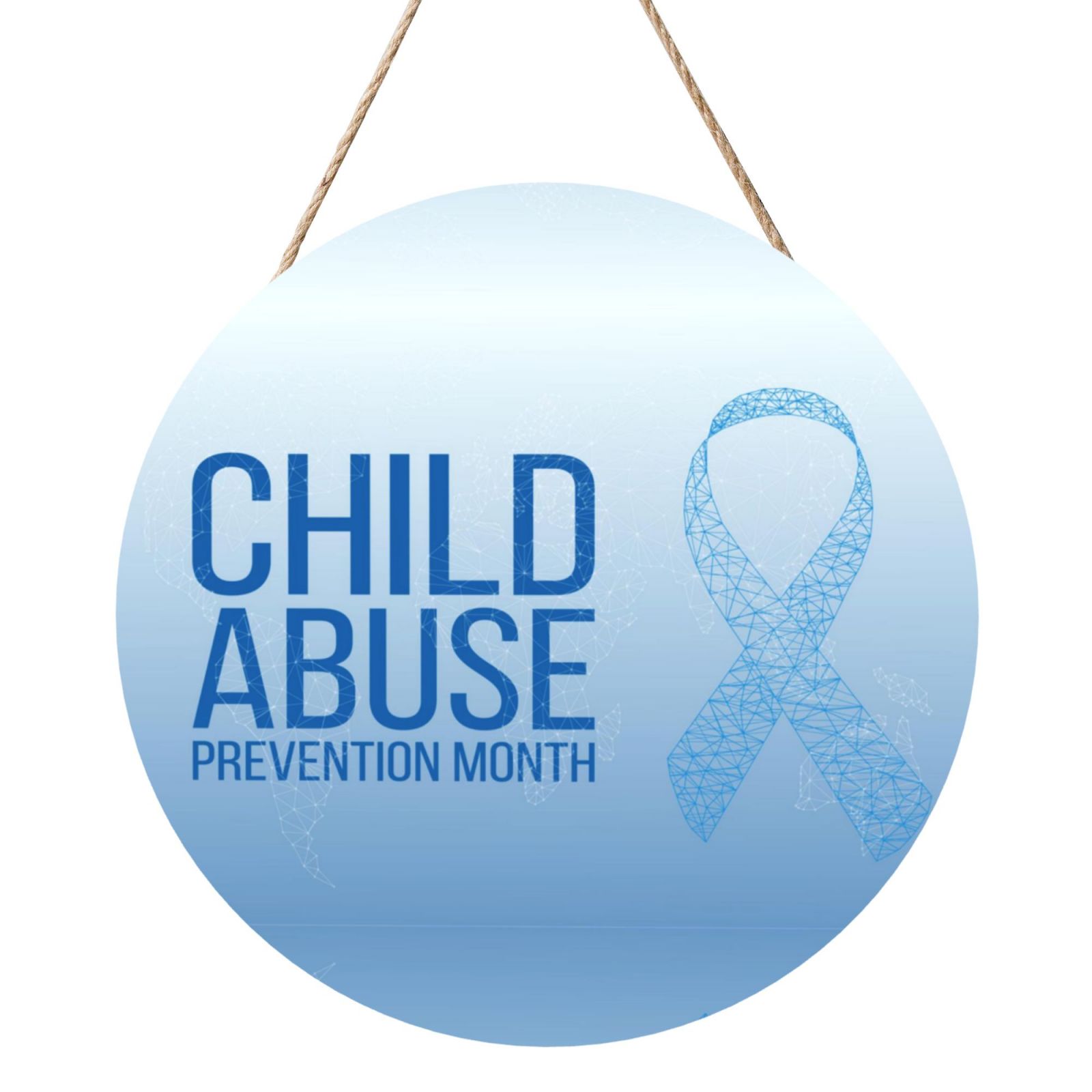 Ch-ild Abuse Prevention Awareness Month Blue Ribbon Wooden Hanging Sign ...