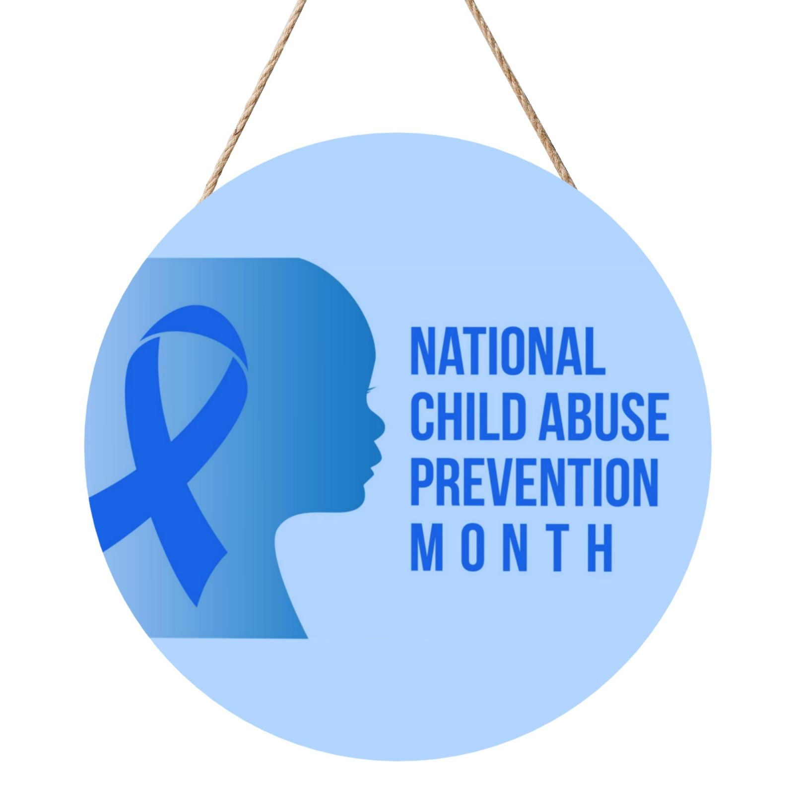 Ch-ild Abuse Prevention Awareness Month Blue Ribbon Wooden Hanging Sign ...