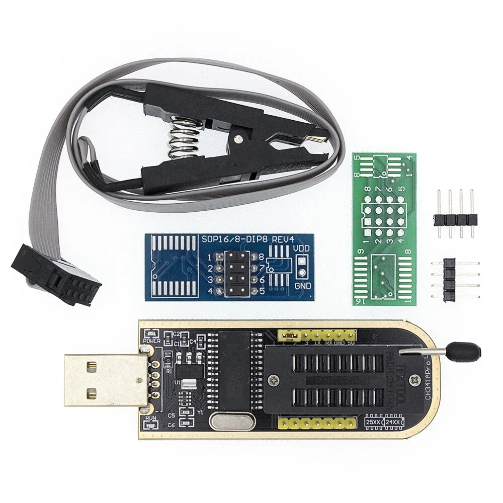 Ch341A Bios Programmer Flasher Kit With Test Clip Adapter For 24 25 ...
