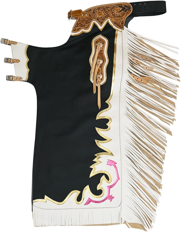 Ch878T Black Bull Riding Genuine Leather Rodeo Western Chaps - Walmart.com
