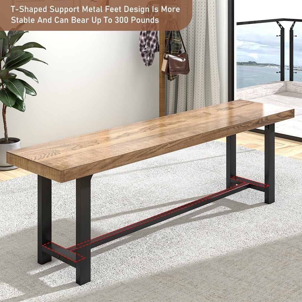 ChVans 60in Farmhouse Solid Wood Dining Bench for 2 3 4 Person, Kitchen ...