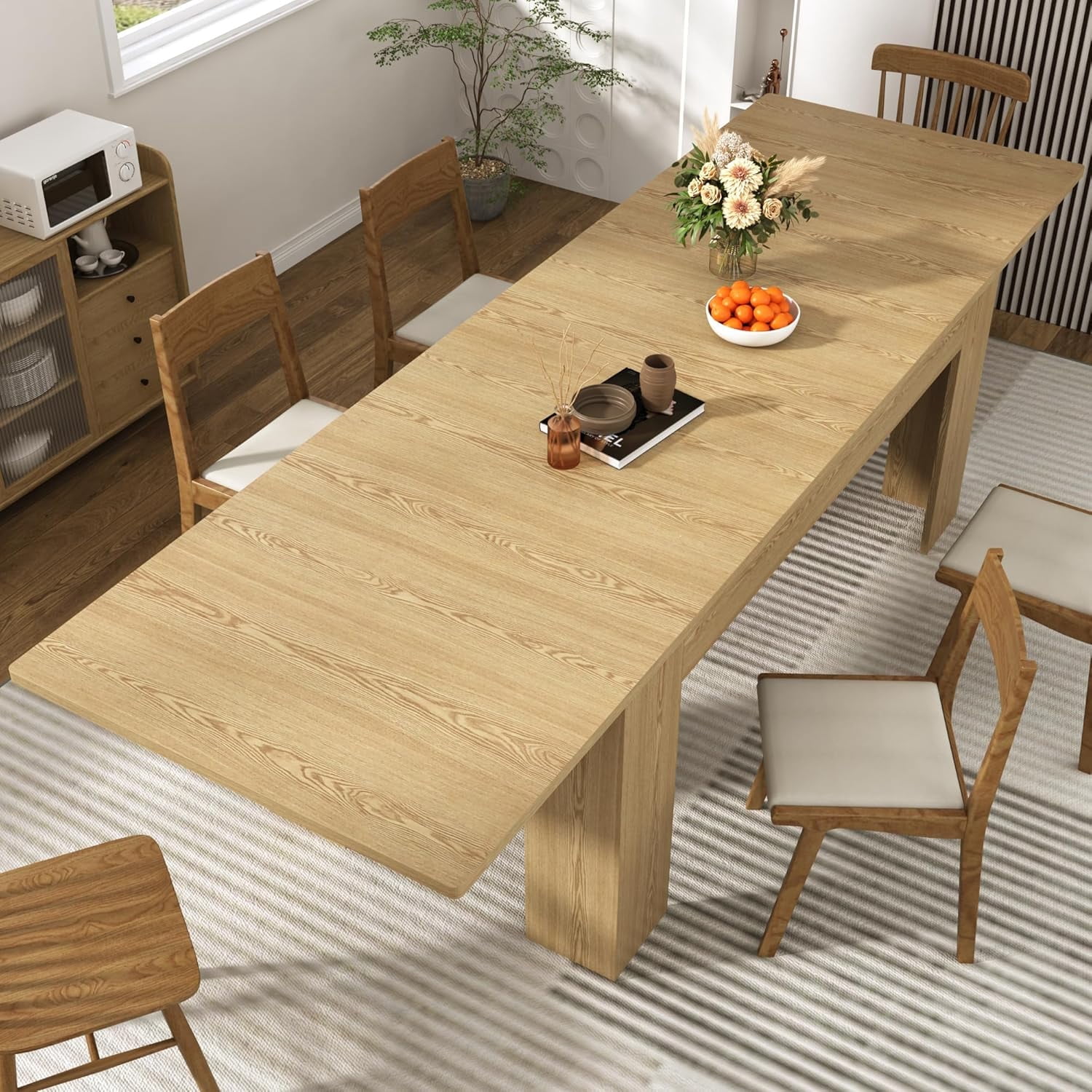 ChVans 70.8"-110" Extendable Dining Table for 6-12 Person, Large Wood ...