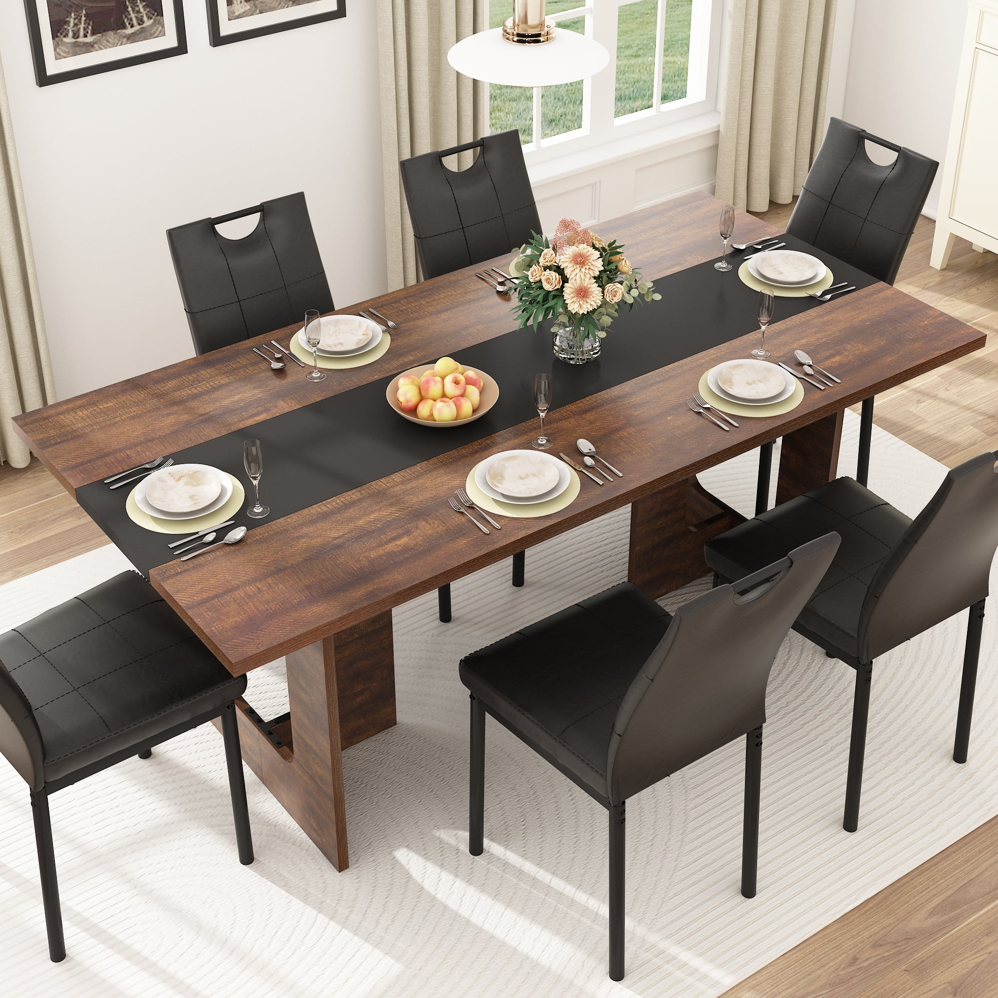 ChVans 70.9" Large Kitchen Dining Room Table for 6-8 People ...